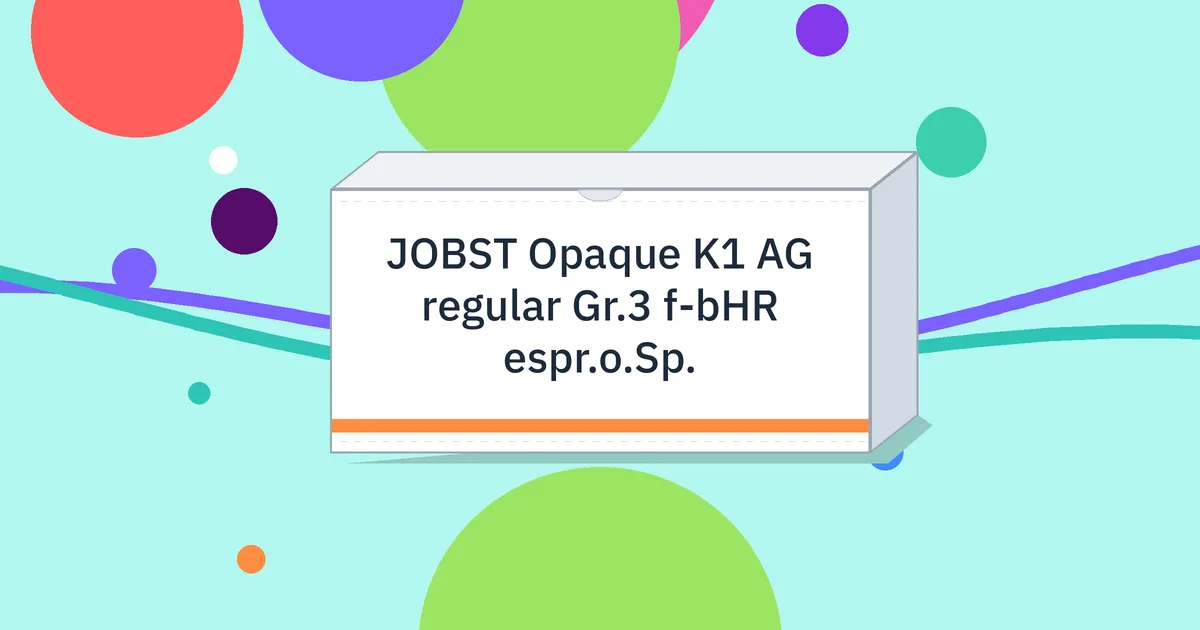 Symbolbild: Packung mit der Aufschrift JOBST Opaque K1 AG regular Gr.3 f-bHR espr.o.Sp. (PZN 16266935) – Verfügbarkeit und Bezug in Apotheken in Frankfurt am Main