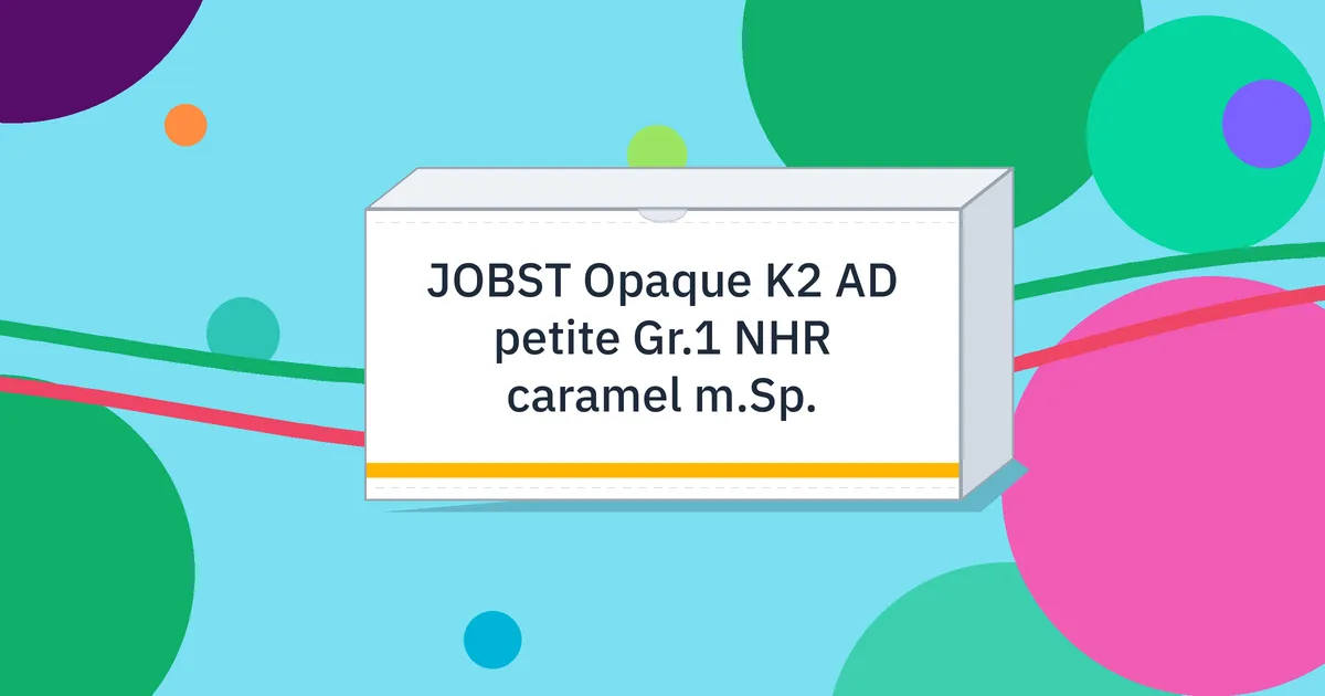 Symbolbild: Packung mit der Aufschrift JOBST Opaque K2 AD petite Gr.1 NHR caramel m.Sp. (PZN 13108791) – Verfügbarkeit und Bezug in Apotheken in Frankfurt am Main