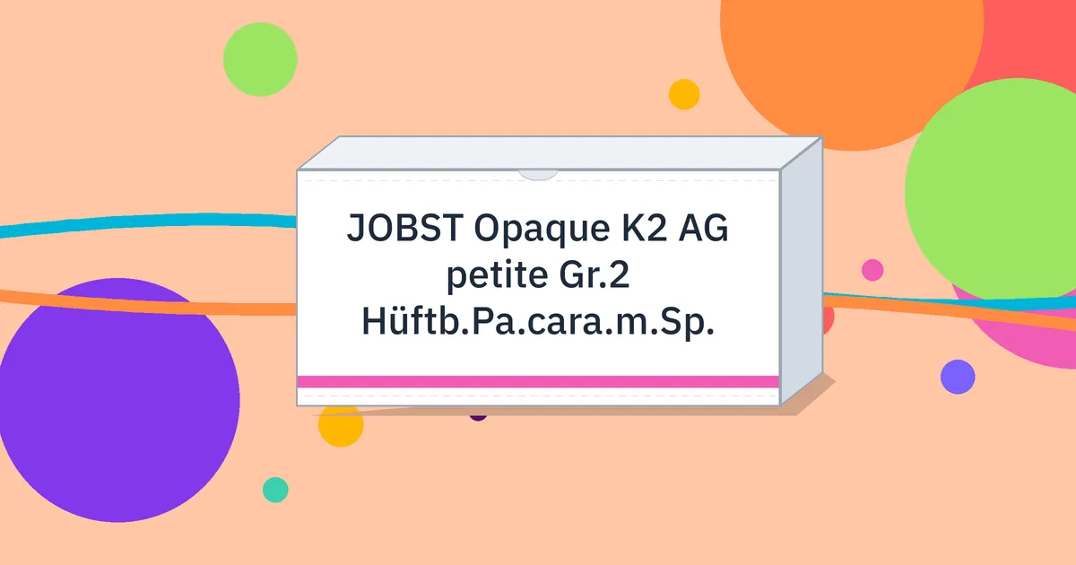 Symbolbild: Packung mit der Aufschrift JOBST Opaque K2 AG petite Gr.2 Hüftb.Pa.cara.m.Sp. (PZN 13114248) – Verfügbarkeit und Bezug in Apotheken in Frankfurt am Main