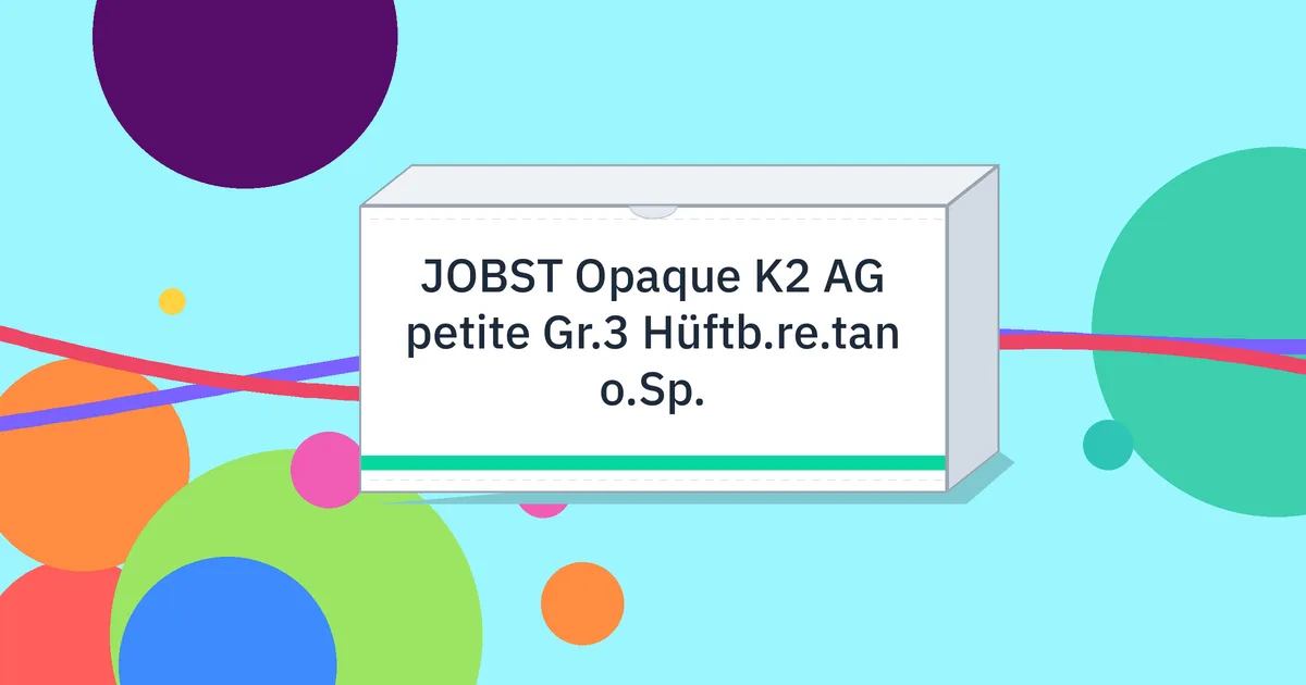 Symbolbild: Packung mit der Aufschrift JOBST Opaque K2 AG petite Gr.3 Hüftb.re.tan o.Sp. (PZN 16288144) – Verfügbarkeit und Bezug in Apotheken in Frankfurt am Main