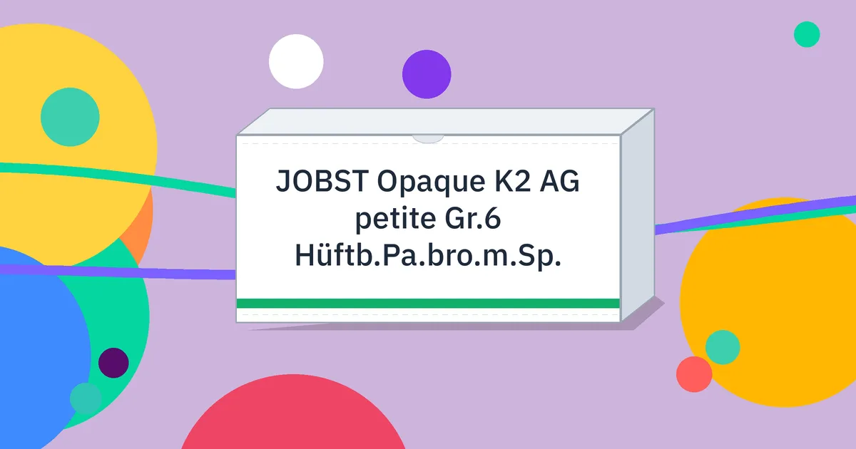 Symbolbild: Packung mit der Aufschrift JOBST Opaque K2 AG petite Gr.6 Hüftb.Pa.bro.m.Sp. (PZN 13114225) – Verfügbarkeit und Bezug in Apotheken in Frankfurt am Main