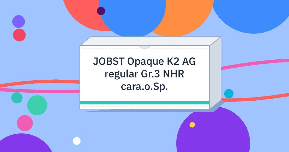 Symbolbild: Packung mit der Aufschrift JOBST Opaque K2 AG regular Gr.3 NHR cara.o.Sp. (PZN 10723308) – Verfügbarkeit und Bezug in Apotheken in Frankfurt am Main