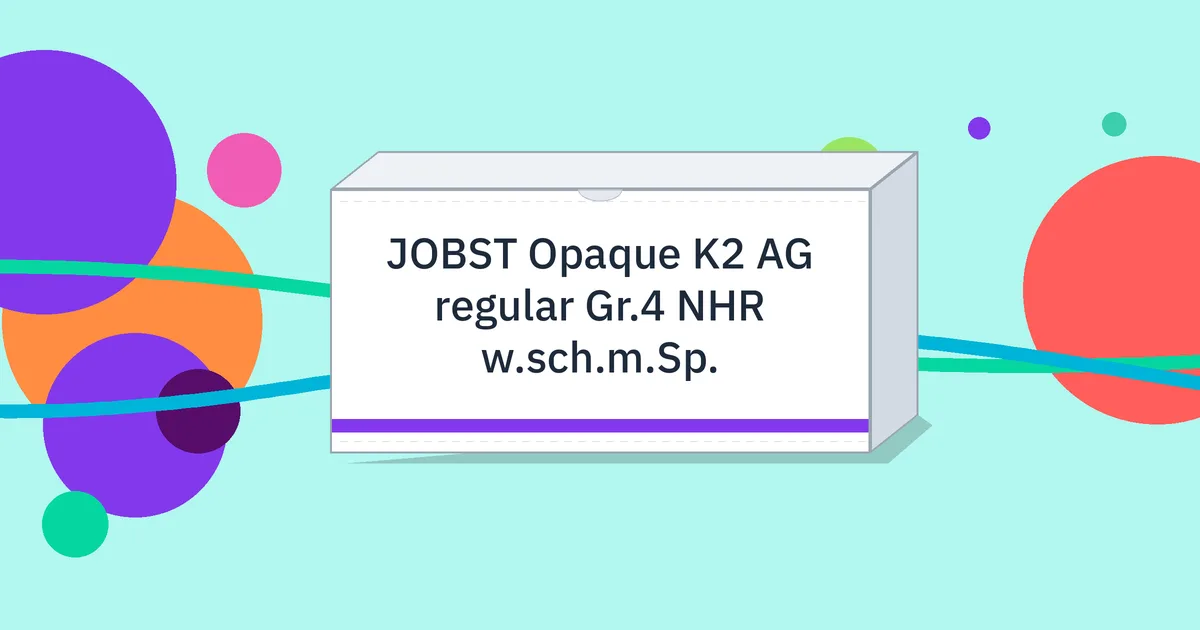 Symbolbild: Packung mit der Aufschrift JOBST Opaque K2 AG regular Gr.4 NHR w.sch.m.Sp. (PZN 11253862) – Verfügbarkeit und Bezug in Apotheken in Frankfurt am Main