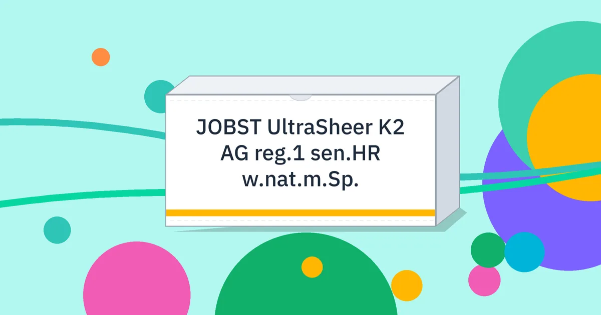 Symbolbild: Packung mit der Aufschrift JOBST UltraSheer K2 AG reg.1 sen.HR w.nat.m.Sp. (PZN 11262588) – Verfügbarkeit und Bezug in Apotheken in Frankfurt am Main