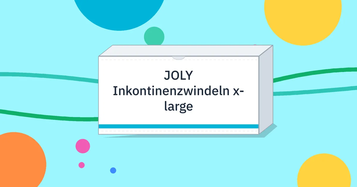 Symbolbild: Packung mit der Aufschrift JOLY Inkontinenzwindeln x-large (PZN 18202879) – Verfügbarkeit und Bezug in Apotheken in Frankfurt am Main