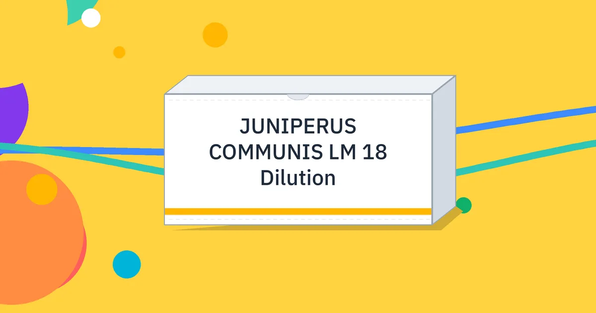 Symbolbild: Packung mit der Aufschrift JUNIPERUS COMMUNIS LM 18 Dilution (PZN 13564709) – Verfügbarkeit und Bezug in Apotheken in Frankfurt am Main
