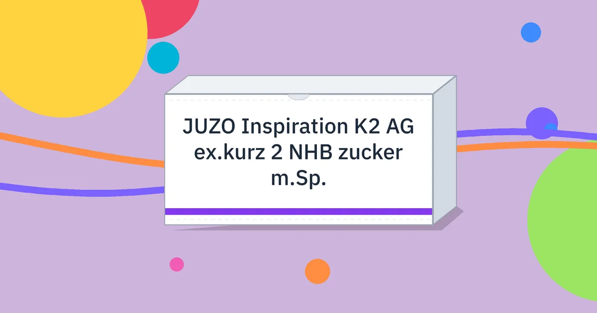 Symbolbild: Packung mit der Aufschrift JUZO Inspiration K2 AG ex.kurz 2 NHB zucker m.Sp. (PZN 14962694) – Verfügbarkeit und Bezug in Apotheken in Frankfurt am Main