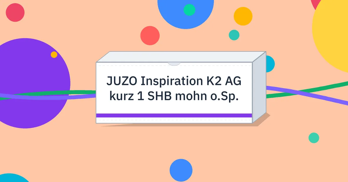 Symbolbild: Packung mit der Aufschrift JUZO Inspiration K2 AG kurz 1 SHB mohn o.Sp. (PZN 14920201) – Verfügbarkeit und Bezug in Apotheken in Frankfurt am Main