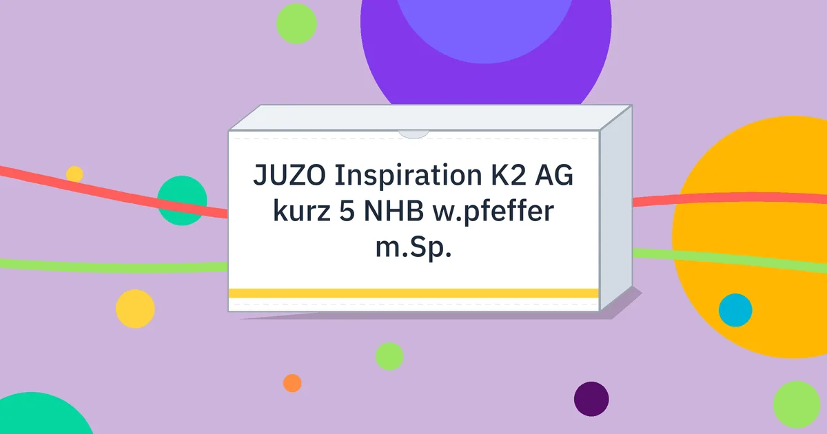 Symbolbild: Packung mit der Aufschrift JUZO Inspiration K2 AG kurz 5 NHB w.pfeffer m.Sp. (PZN 14949995) – Verfügbarkeit und Bezug in Apotheken in Frankfurt am Main
