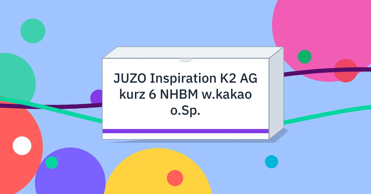 Symbolbild: Packung mit der Aufschrift JUZO Inspiration K2 AG kurz 6 NHBM w.kakao o.Sp. (PZN 14950337) – Verfügbarkeit und Bezug in Apotheken in Frankfurt am Main