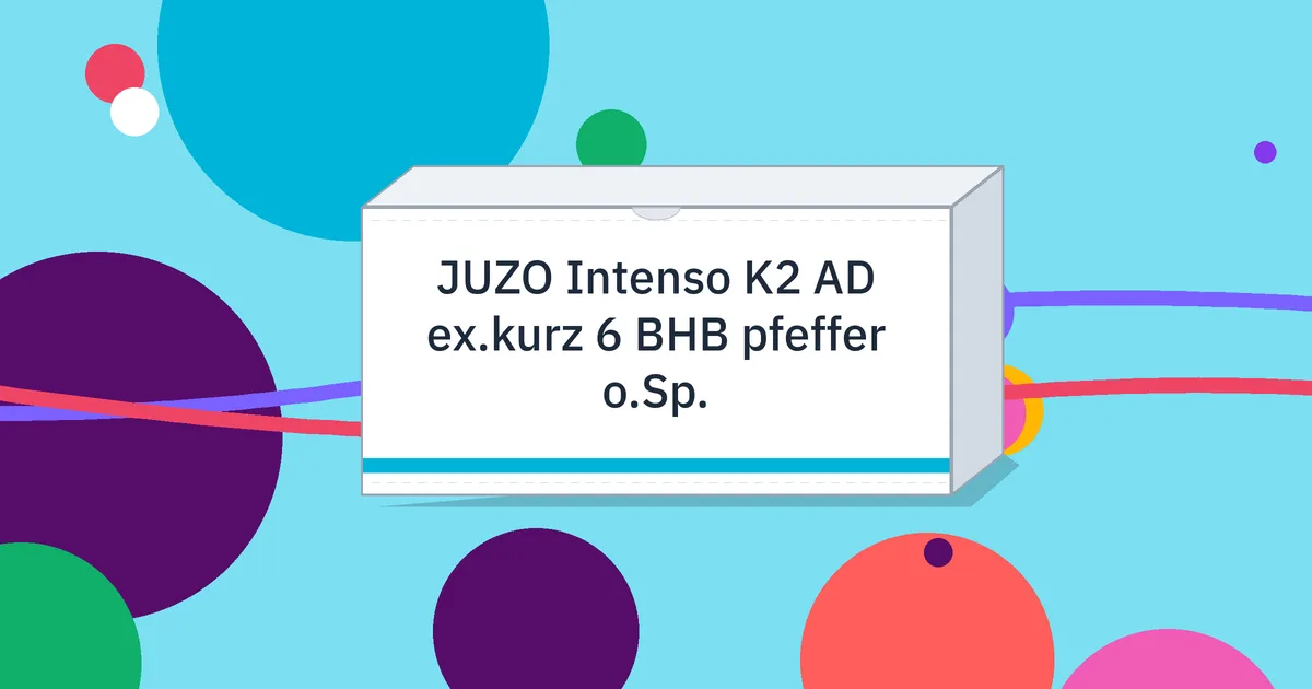 Symbolbild: Packung mit der Aufschrift JUZO Intenso K2 AD ex.kurz 6 BHB pfeffer o.Sp. (PZN 18625522) – Verfügbarkeit und Bezug in Apotheken in Frankfurt am Main