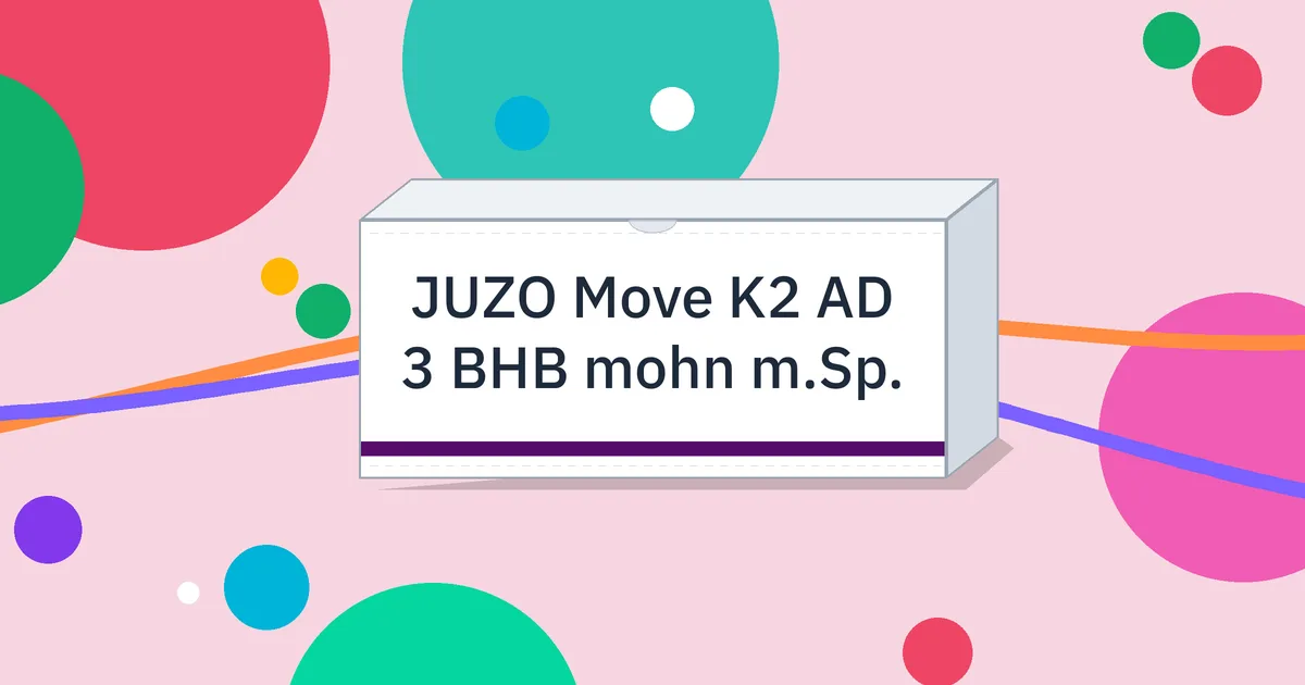 Symbolbild: Packung mit der Aufschrift JUZO Move K2 AD 3 BHB mohn m.Sp. (PZN 18539337) – Verfügbarkeit und Bezug in Apotheken in Frankfurt am Main