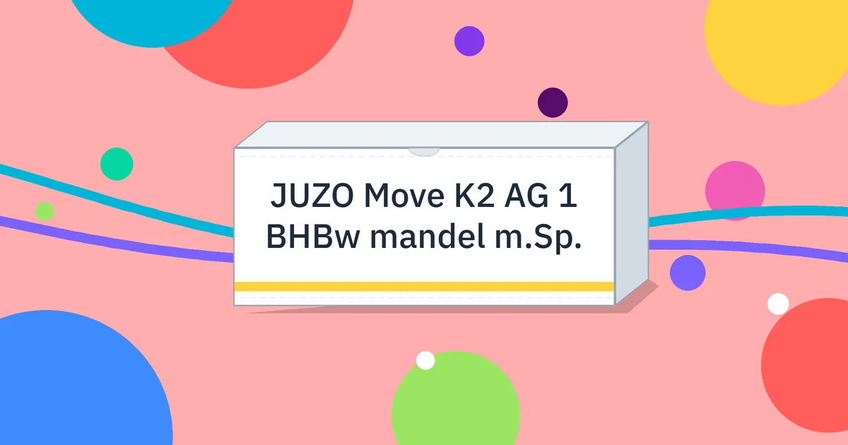 Symbolbild: Packung mit der Aufschrift JUZO Move K2 AG 1 BHBw mandel m.Sp. (PZN 16645590) – Verfügbarkeit und Bezug in Apotheken in Frankfurt am Main