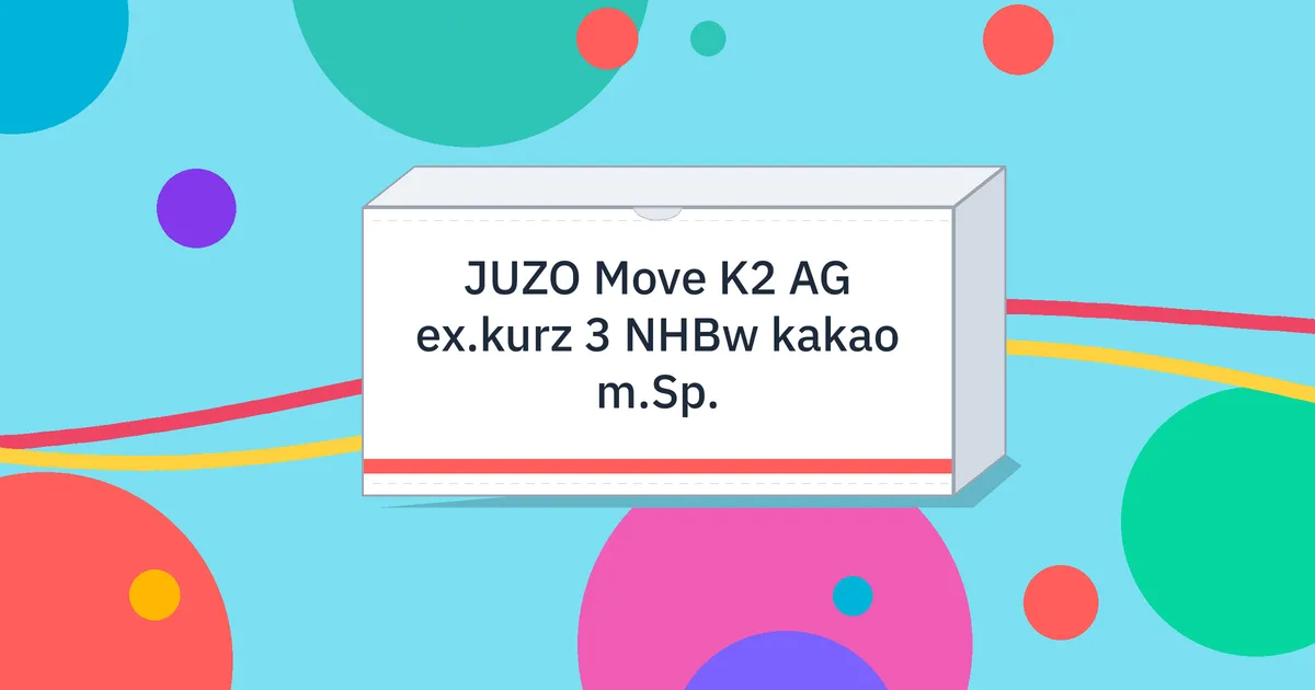 Symbolbild: Packung mit der Aufschrift JUZO Move K2 AG ex.kurz 3 NHBw kakao m.Sp. (PZN 18562690) – Verfügbarkeit und Bezug in Apotheken in Frankfurt am Main