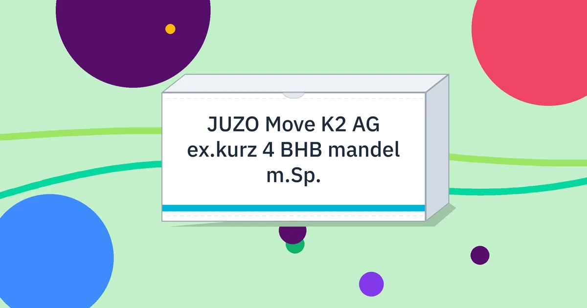 Symbolbild: Packung mit der Aufschrift JUZO Move K2 AG ex.kurz 4 BHB mandel m.Sp. (PZN 16637490) – Verfügbarkeit und Bezug in Apotheken in Frankfurt am Main