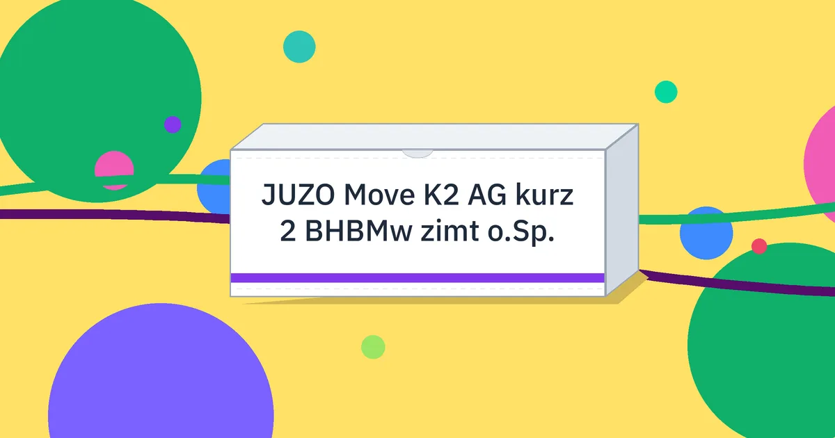 Symbolbild: Packung mit der Aufschrift JUZO Move K2 AG kurz 2 BHBMw zimt o.Sp. (PZN 18530744) – Verfügbarkeit und Bezug in Apotheken in Frankfurt am Main