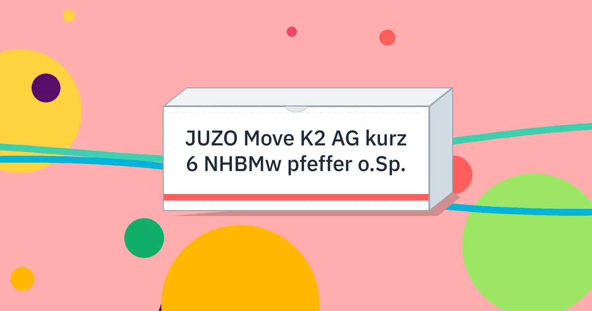 Symbolbild: Packung mit der Aufschrift JUZO Move K2 AG kurz 6 NHBMw pfeffer o.Sp. (PZN 16644679) – Verfügbarkeit und Bezug in Apotheken in Frankfurt am Main