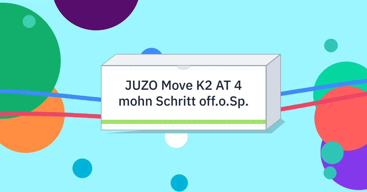Symbolbild: Packung mit der Aufschrift JUZO Move K2 AT 4 mohn Schritt off.o.Sp. (PZN 20669952) – Verfügbarkeit und Bezug in Apotheken in Frankfurt am Main