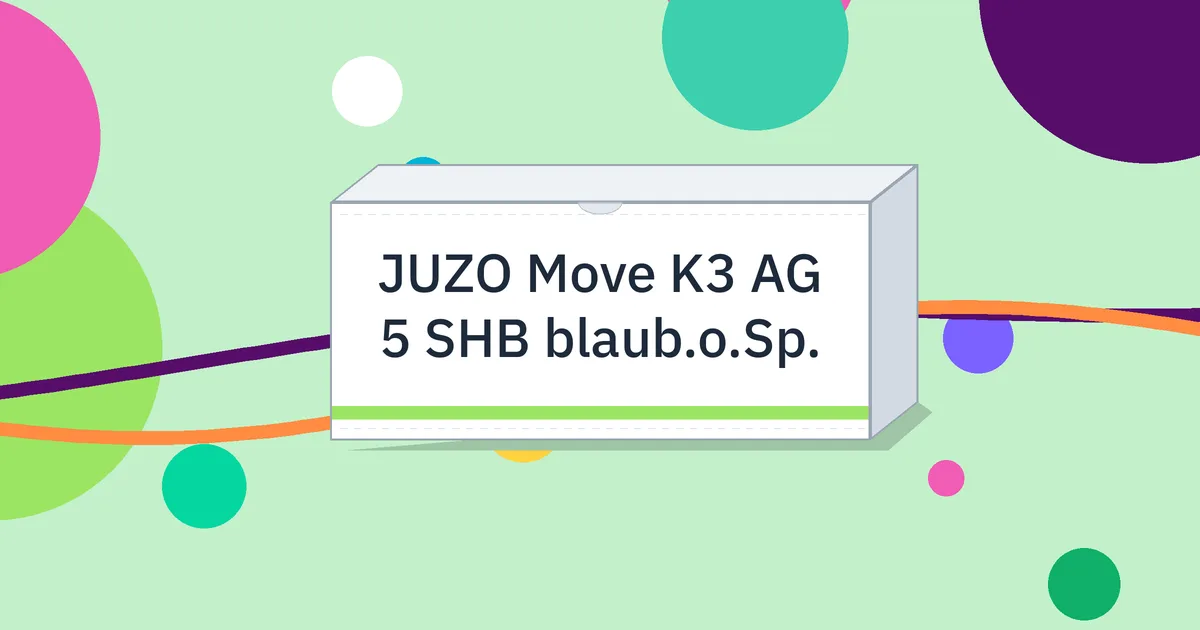 Symbolbild: Packung mit der Aufschrift JUZO Move K3 AG 5 SHB blaub.o.Sp. (PZN 18589223) – Verfügbarkeit und Bezug in Apotheken in Frankfurt am Main
