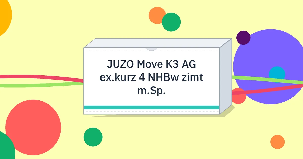 Symbolbild: Packung mit der Aufschrift JUZO Move K3 AG ex.kurz 4 NHBw zimt m.Sp. (PZN 18582439) – Verfügbarkeit und Bezug in Apotheken in Frankfurt am Main