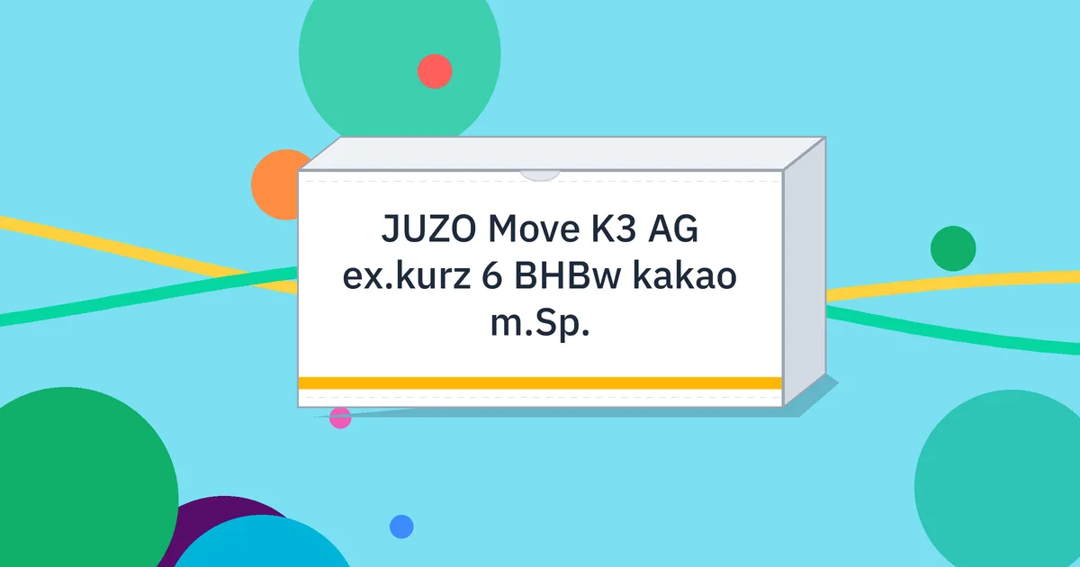 Symbolbild: Packung mit der Aufschrift JUZO Move K3 AG ex.kurz 6 BHBw kakao m.Sp. (PZN 18595784) – Verfügbarkeit und Bezug in Apotheken in Frankfurt am Main