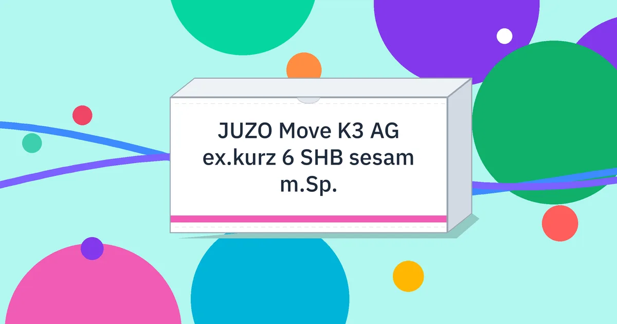 Symbolbild: Packung mit der Aufschrift JUZO Move K3 AG ex.kurz 6 SHB sesam m.Sp. (PZN 18583433) – Verfügbarkeit und Bezug in Apotheken in Frankfurt am Main