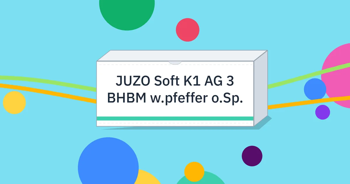 Symbolbild: Packung mit der Aufschrift JUZO Soft K1 AG 3 BHBM w.pfeffer o.Sp. (PZN 14864684) – Verfügbarkeit und Bezug in Apotheken in Frankfurt am Main
