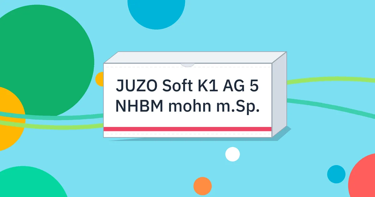 Symbolbild: Packung mit der Aufschrift JUZO Soft K1 AG 5 NHBM mohn m.Sp. (PZN 14999378) – Verfügbarkeit und Bezug in Apotheken in Frankfurt am Main