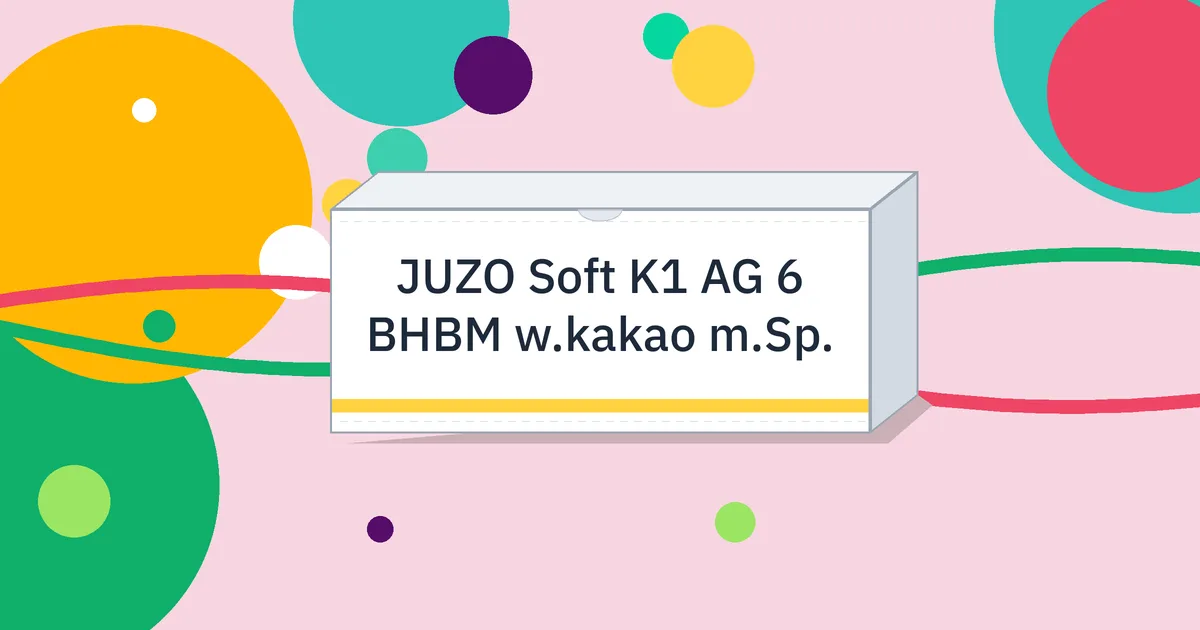 Symbolbild: Packung mit der Aufschrift JUZO Soft K1 AG 6 BHBM w.kakao m.Sp. (PZN 14863236) – Verfügbarkeit und Bezug in Apotheken in Frankfurt am Main