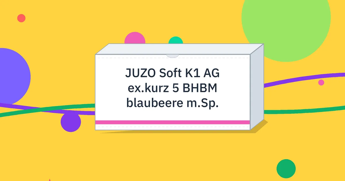 Symbolbild: Packung mit der Aufschrift JUZO Soft K1 AG ex.kurz 5 BHBM blaubeere m.Sp. (PZN 14856437) – Verfügbarkeit und Bezug in Apotheken in Frankfurt am Main