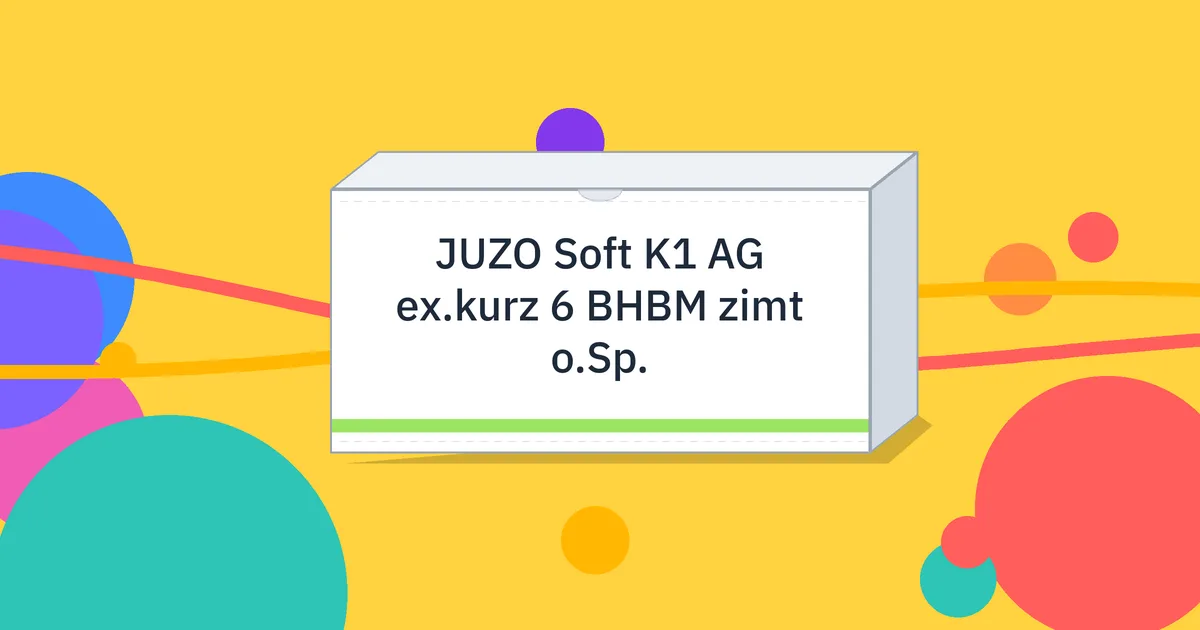 Symbolbild: Packung mit der Aufschrift JUZO Soft K1 AG ex.kurz 6 BHBM zimt o.Sp. (PZN 14858229) – Verfügbarkeit und Bezug in Apotheken in Frankfurt am Main