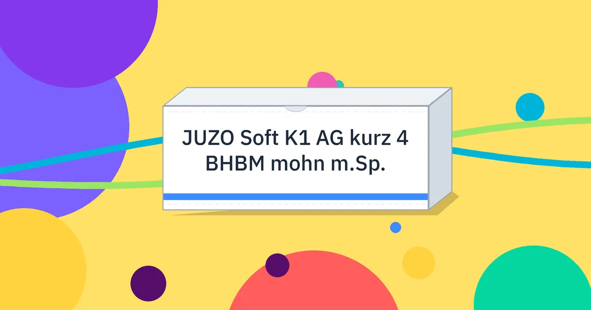 Symbolbild: Packung mit der Aufschrift JUZO Soft K1 AG kurz 4 BHBM mohn m.Sp. (PZN 14855946) – Verfügbarkeit und Bezug in Apotheken in Frankfurt am Main