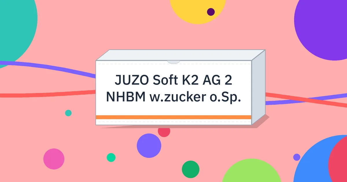 Symbolbild: Packung mit der Aufschrift JUZO Soft K2 AG 2 NHBM w.zucker o.Sp. (PZN 15001376) – Verfügbarkeit und Bezug in Apotheken in Frankfurt am Main