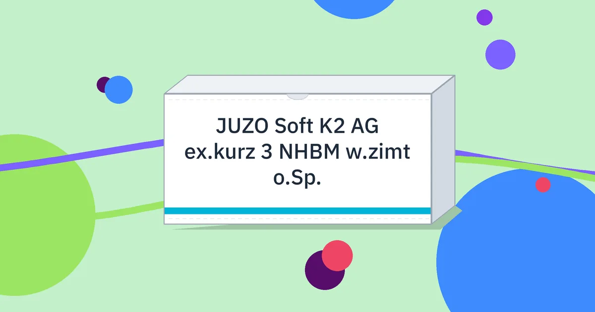 Symbolbild: Packung mit der Aufschrift JUZO Soft K2 AG ex.kurz 3 NHBM w.zimt o.Sp. (PZN 15002186) – Verfügbarkeit und Bezug in Apotheken in Frankfurt am Main