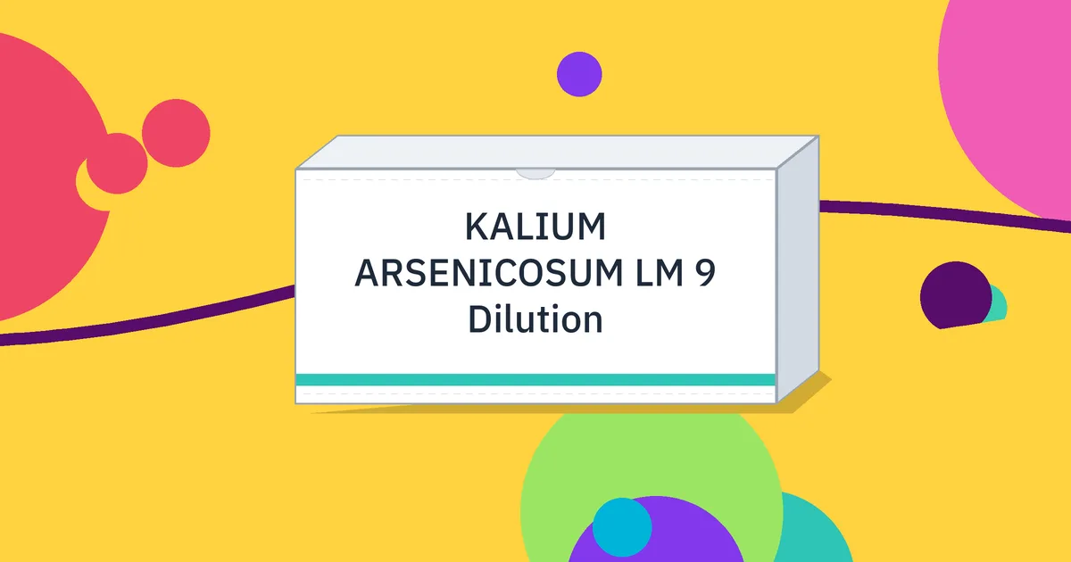 Symbolbild: Packung mit der Aufschrift KALIUM ARSENICOSUM LM 9 Dilution (PZN 12916980) – Verfügbarkeit und Bezug in Apotheken in Frankfurt am Main