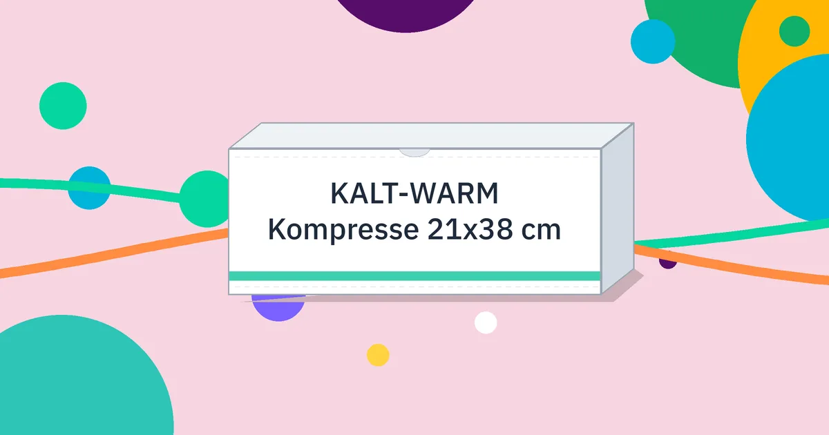 Symbolbild: Packung mit der Aufschrift KALT-WARM Kompresse 21x38 cm (PZN 18104303) – Verfügbarkeit und Bezug in Apotheken in Frankfurt am Main