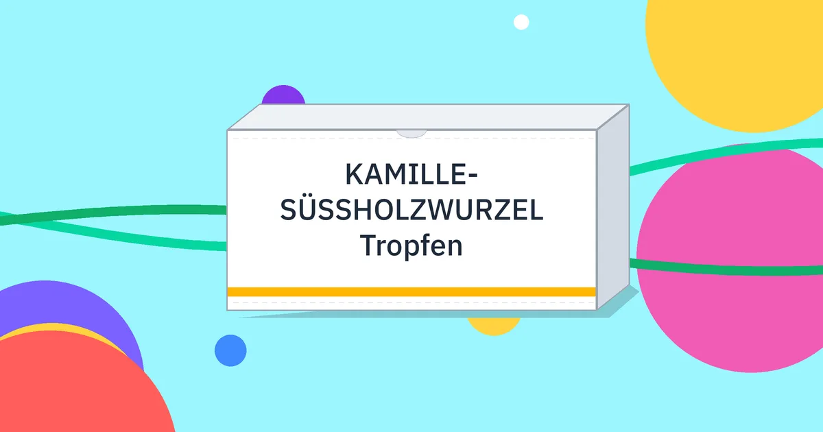 Symbolbild: Packung mit der Aufschrift KAMILLE-SÜSSHOLZWURZEL Tropfen (PZN 18396139) – Verfügbarkeit und Bezug in Apotheken in Frankfurt am Main
