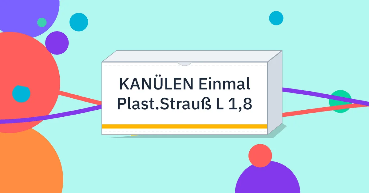Symbolbild: Packung mit der Aufschrift KANÜLEN Einmal Plast.Strauß L 1,8 (PZN 02441062) – Verfügbarkeit und Bezug in Apotheken in Frankfurt am Main