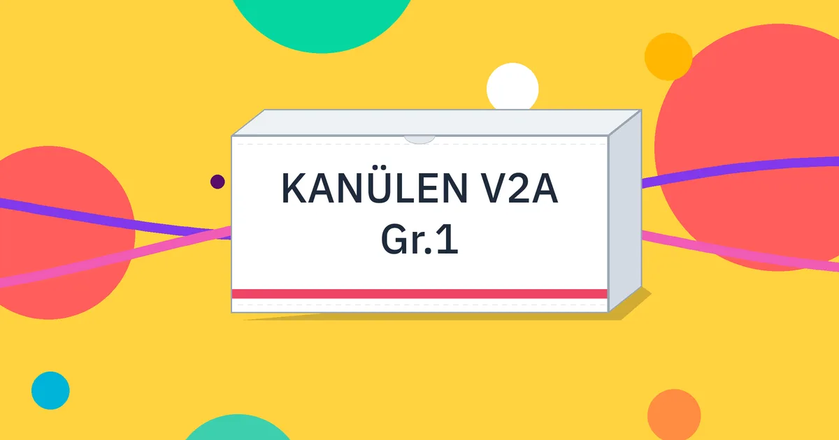 Symbolbild: Packung mit der Aufschrift KANÜLEN V2A Gr.1 (PZN 01728608) – Verfügbarkeit und Bezug in Apotheken in Frankfurt am Main