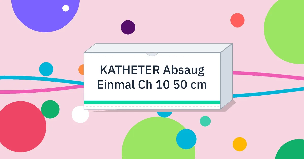 Symbolbild: Packung mit der Aufschrift KATHETER Absaug Einmal Ch 10 50 cm (PZN 02441464) – Verfügbarkeit und Bezug in Apotheken in Frankfurt am Main