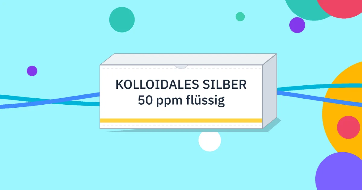 Symbolbild: Packung mit der Aufschrift KOLLOIDALES SILBER 50 ppm flüssig (PZN 19771763) – Verfügbarkeit und Bezug in Apotheken in Frankfurt am Main