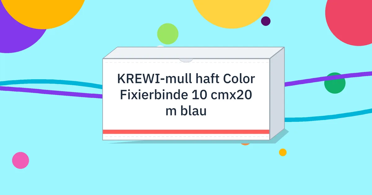 Symbolbild: Packung mit der Aufschrift KREWI-mull haft Color Fixierbinde 10 cmx20 m blau (PZN 11338742) – Verfügbarkeit und Bezug in Apotheken in Frankfurt am Main