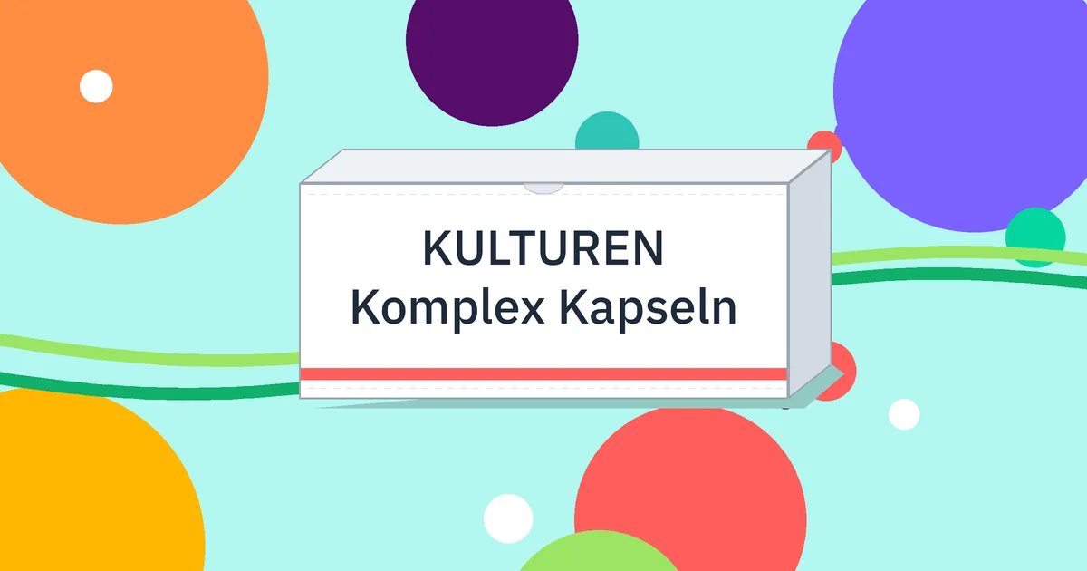 Symbolbild: Packung mit der Aufschrift KULTUREN Komplex Kapseln (PZN 19838148) – Verfügbarkeit und Bezug in Apotheken in Frankfurt am Main