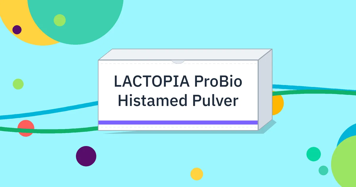 Symbolbild: Packung mit der Aufschrift LACTOPIA ProBio Histamed Pulver (PZN 13418646) – Verfügbarkeit und Bezug in Apotheken in Frankfurt am Main