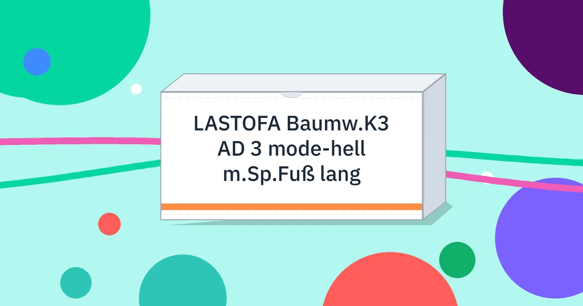 Symbolbild: Packung mit der Aufschrift LASTOFA Baumw.K3 AD 3 mode-hell m.Sp.Fuß lang (PZN 01952300) – Verfügbarkeit und Bezug in Apotheken in Frankfurt am Main