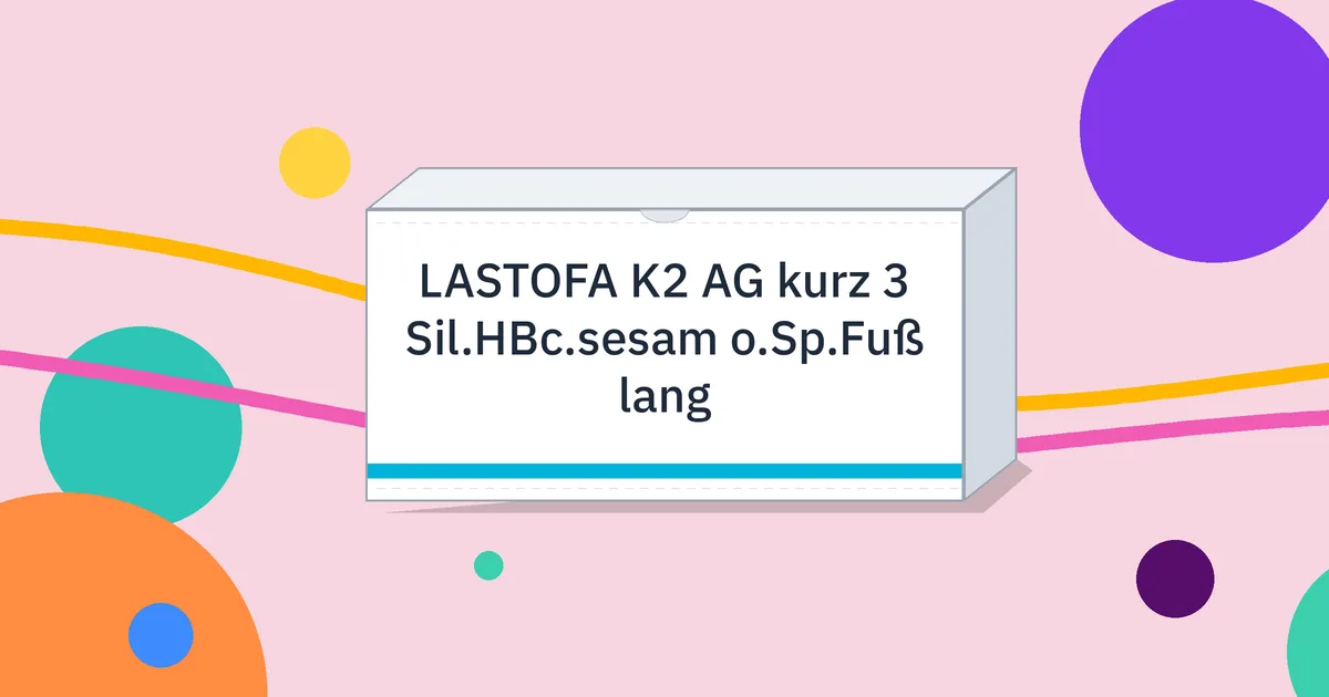Symbolbild: Packung mit der Aufschrift LASTOFA K2 AG kurz 3 Sil.HBc.sesam o.Sp.Fuß lang (PZN 14149817) – Verfügbarkeit und Bezug in Apotheken in Frankfurt am Main