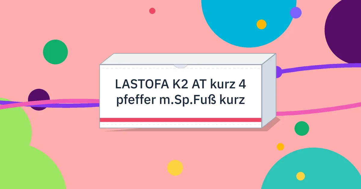 Symbolbild: Packung mit der Aufschrift LASTOFA K2 AT kurz 4 pfeffer m.Sp.Fuß kurz (PZN 13809565) – Verfügbarkeit und Bezug in Apotheken in Frankfurt am Main