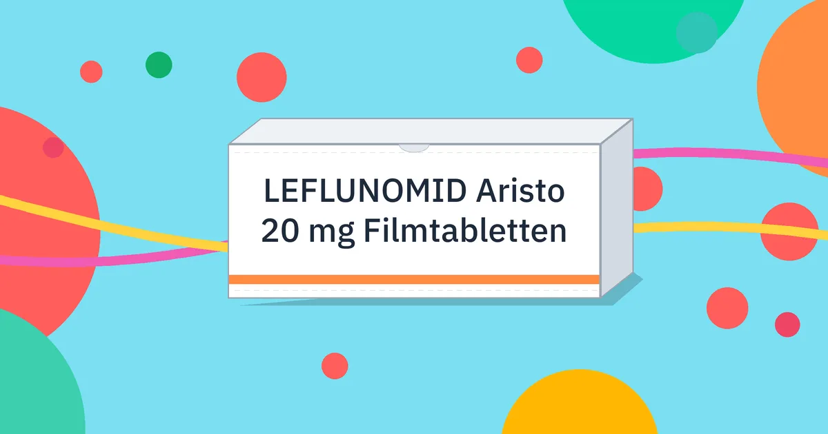 Symbolbild: Packung mit der Aufschrift LEFLUNOMID Aristo 20 mg Filmtabletten (PZN 13744297) – Verfügbarkeit und Bezug in Apotheken in Frankfurt am Main