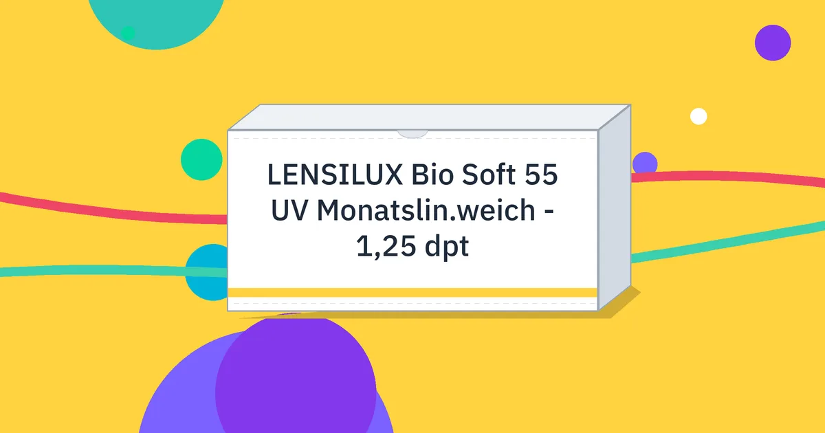 Symbolbild: Packung mit der Aufschrift LENSILUX Bio Soft 55 UV Monatslin.weich -1,25 dpt (PZN 20001622) – Verfügbarkeit und Bezug in Apotheken in Frankfurt am Main