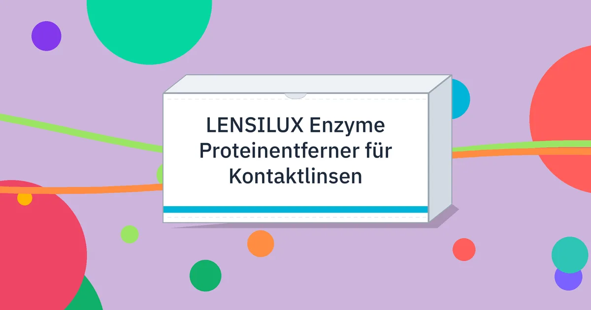 Symbolbild: Packung mit der Aufschrift LENSILUX Enzyme Proteinentferner für Kontaktlinsen (PZN 10230729) – Verfügbarkeit und Bezug in Apotheken in Frankfurt am Main